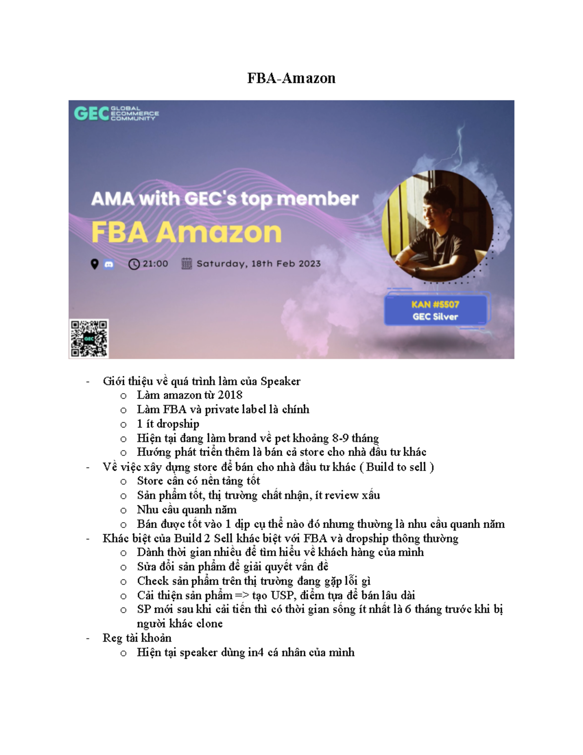 FBA - FBA - FBA-Amazon Giới thiệu về quá trình làm của Speaker o Làm ...