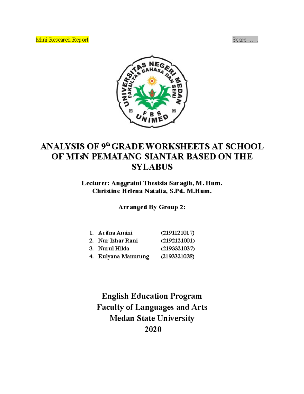 MR (TEFL) ( Group 2) - Mini Research (MR) matkul Teaching English as a ...