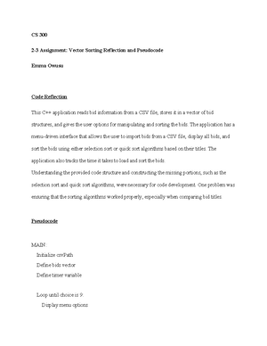 CS 300 5-3 Milestone-Tree Data Structure Pseudocode - Emma Owusu April ...