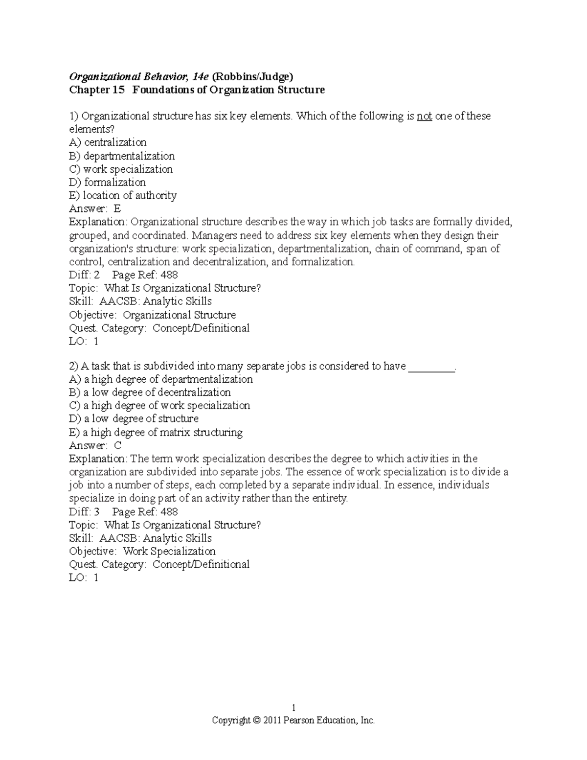 Sample/practice exam 2020, questions and answers - Organizational ...