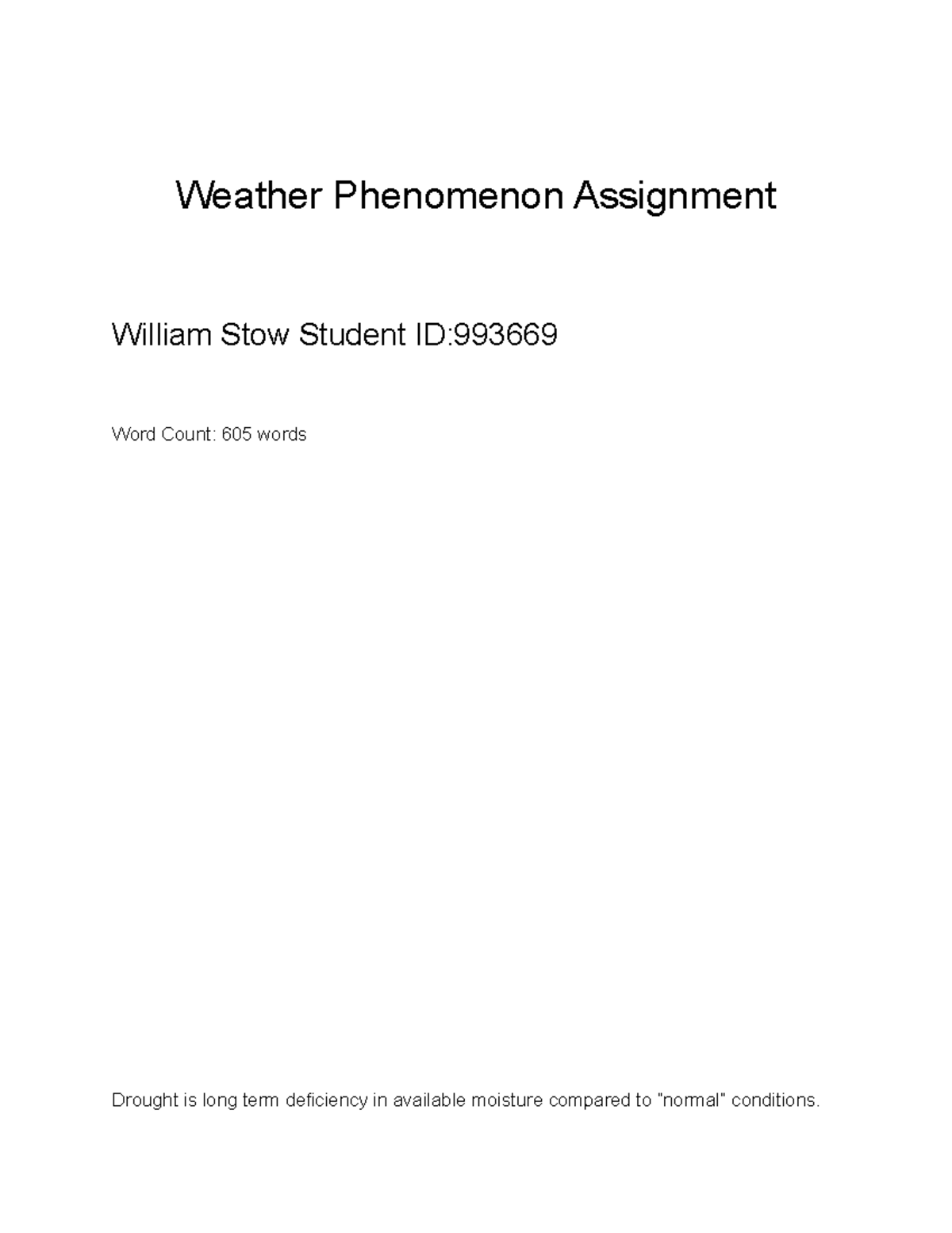 Weather Phenomenon Assignment - Drought - Weather Phenomenon Assignment ...
