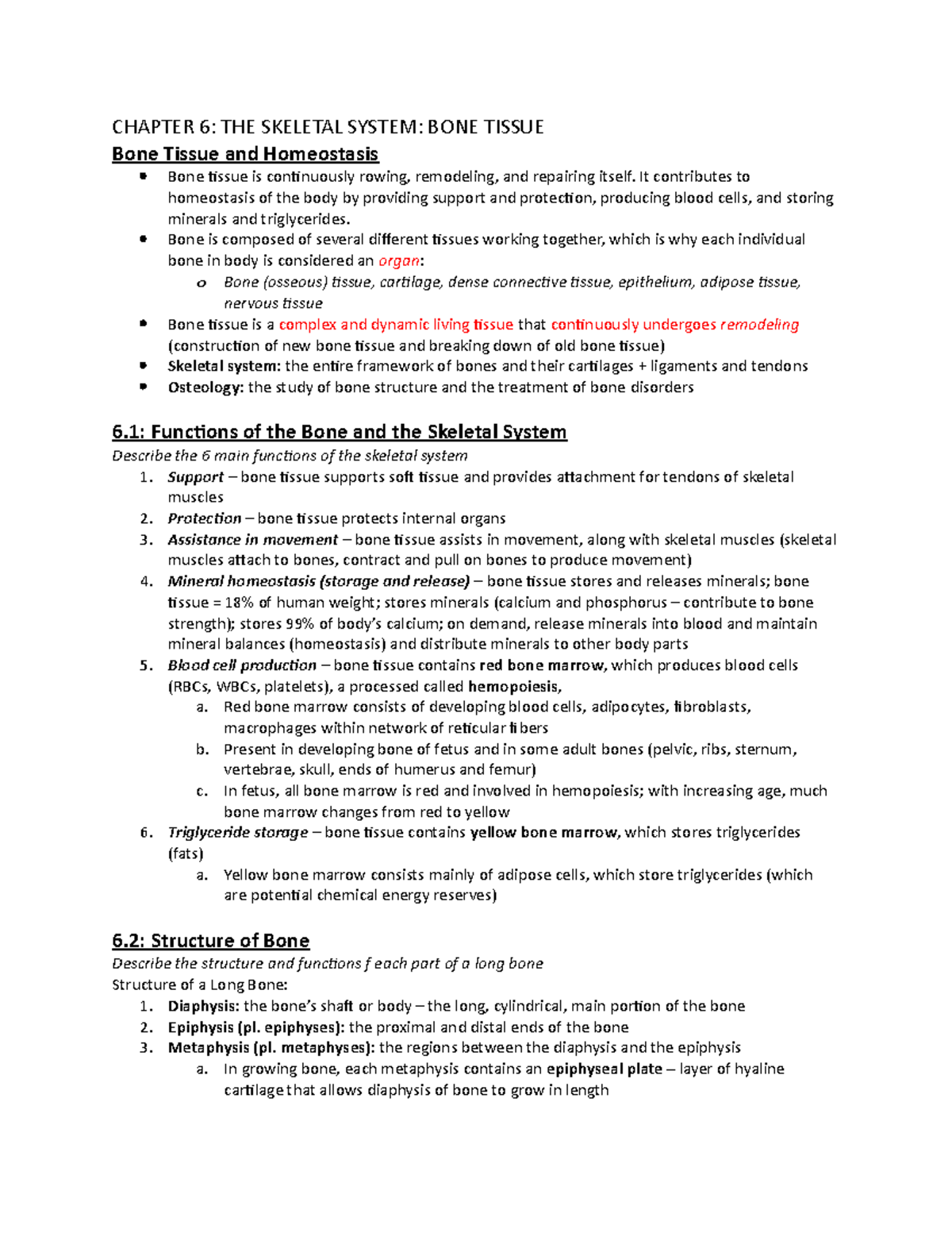 Chapter 6 - CHAPTER 6: THE SKELETAL SYSTEM: BONE TISSUE Bone Tissue and ...