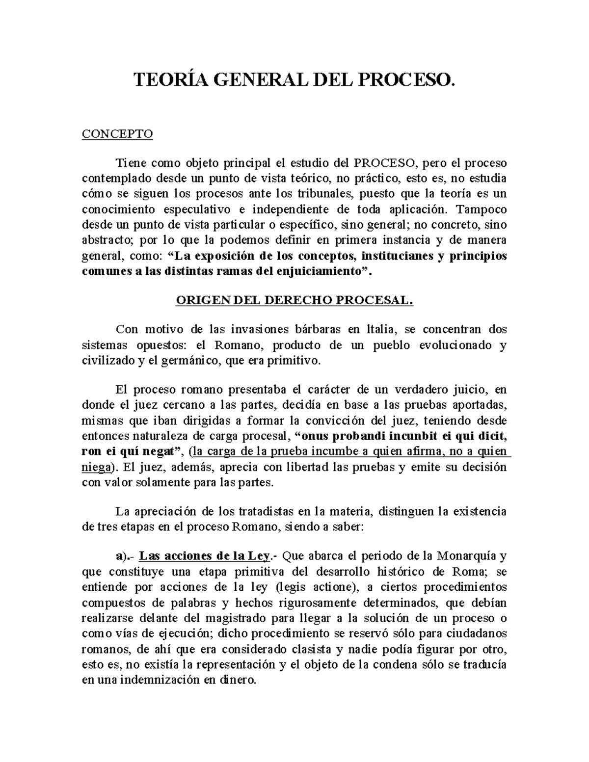 Teoría del proceso 1 - Breve resumen de la materia - TEORÍA GENERAL DEL ...