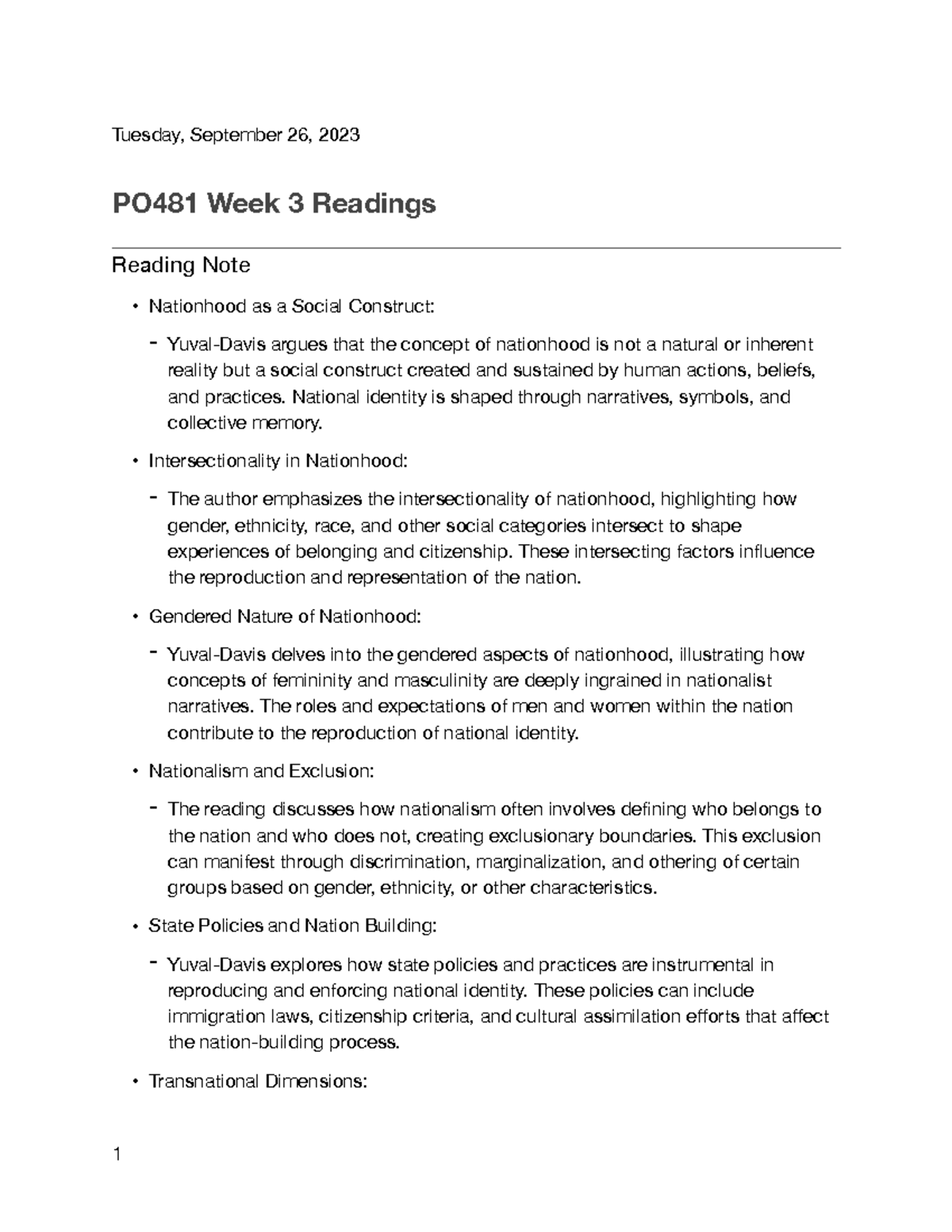 PO481 Reading #3 - Tuesday, September 26, 2023 PO481 Week 3 Readings ...