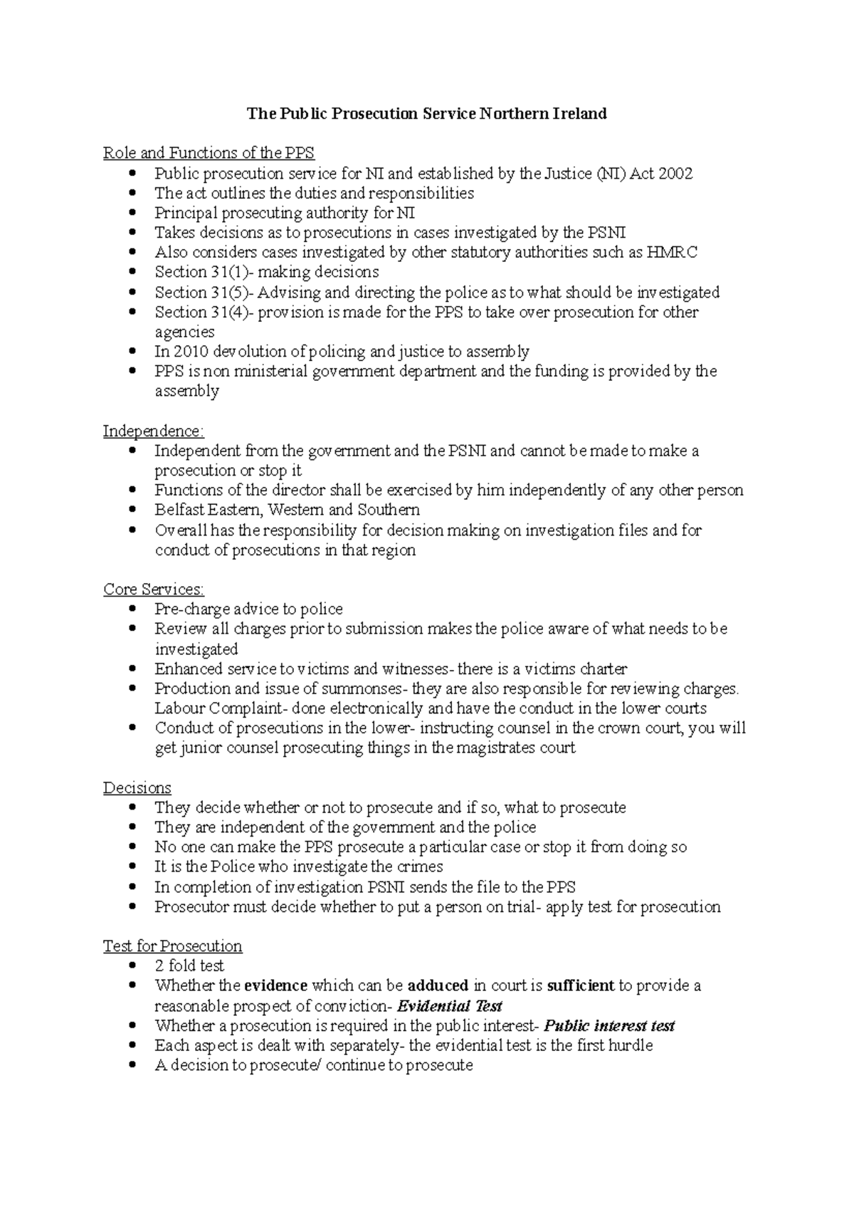 Lecture 3- The Public Prosecution Service Northern Ireland - The Public ...