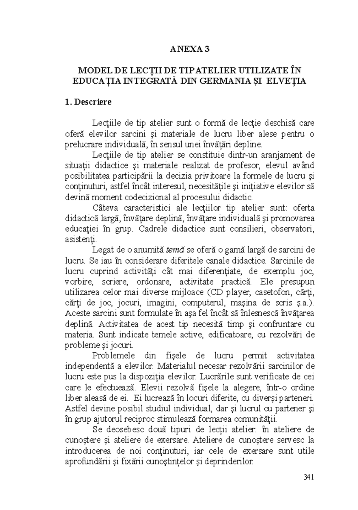 Anexa 3 - aaaaaaaaaaaaaaa - ANEXA 3 MODEL DE LECŢII DE TIP ATELIER ...