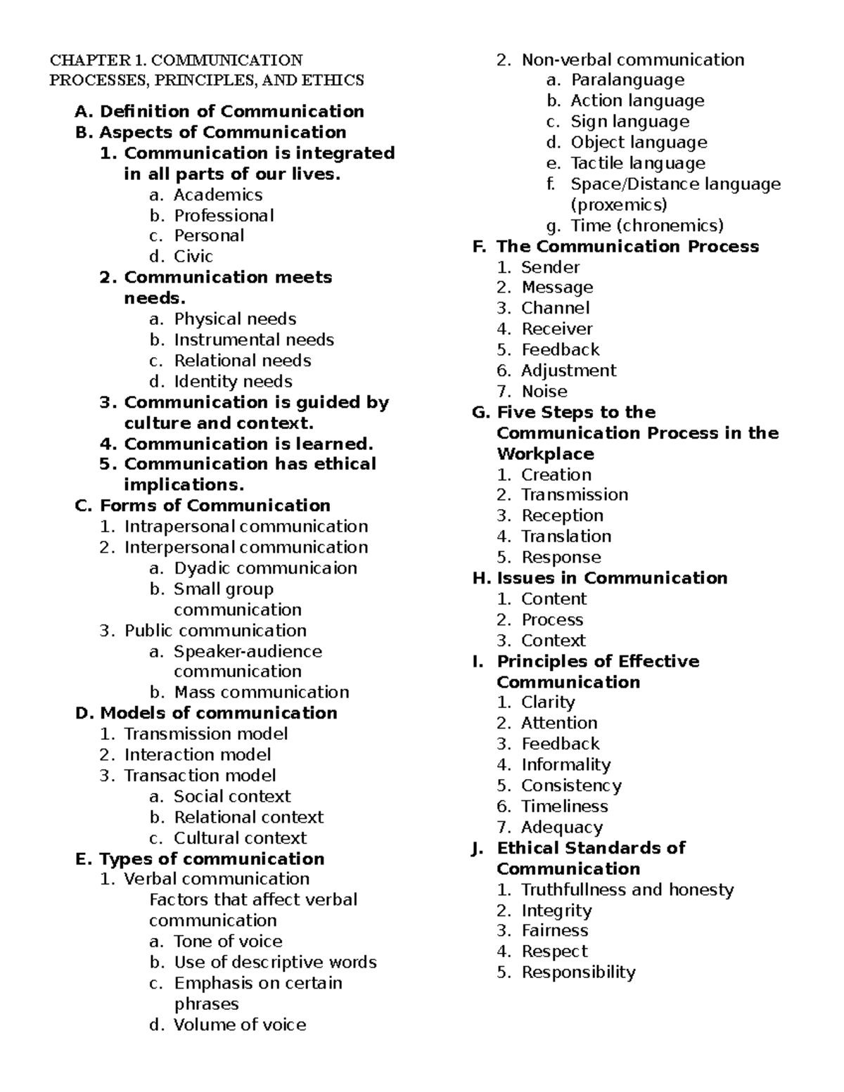 Purposive Communication - CHAPTER 1. COMMUNICATION PROCESSES, PRINCIPLES, AND ETHICS A ...
