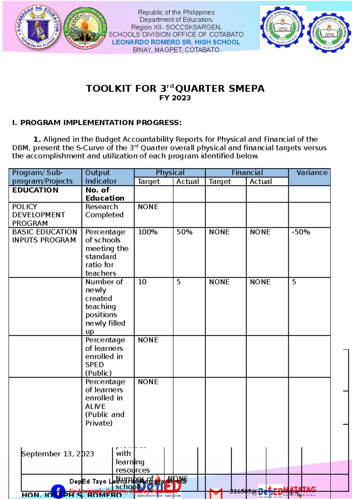 Smepa - Department of Education Region XII- SOCCSKSARGEN SCHOOLS ...