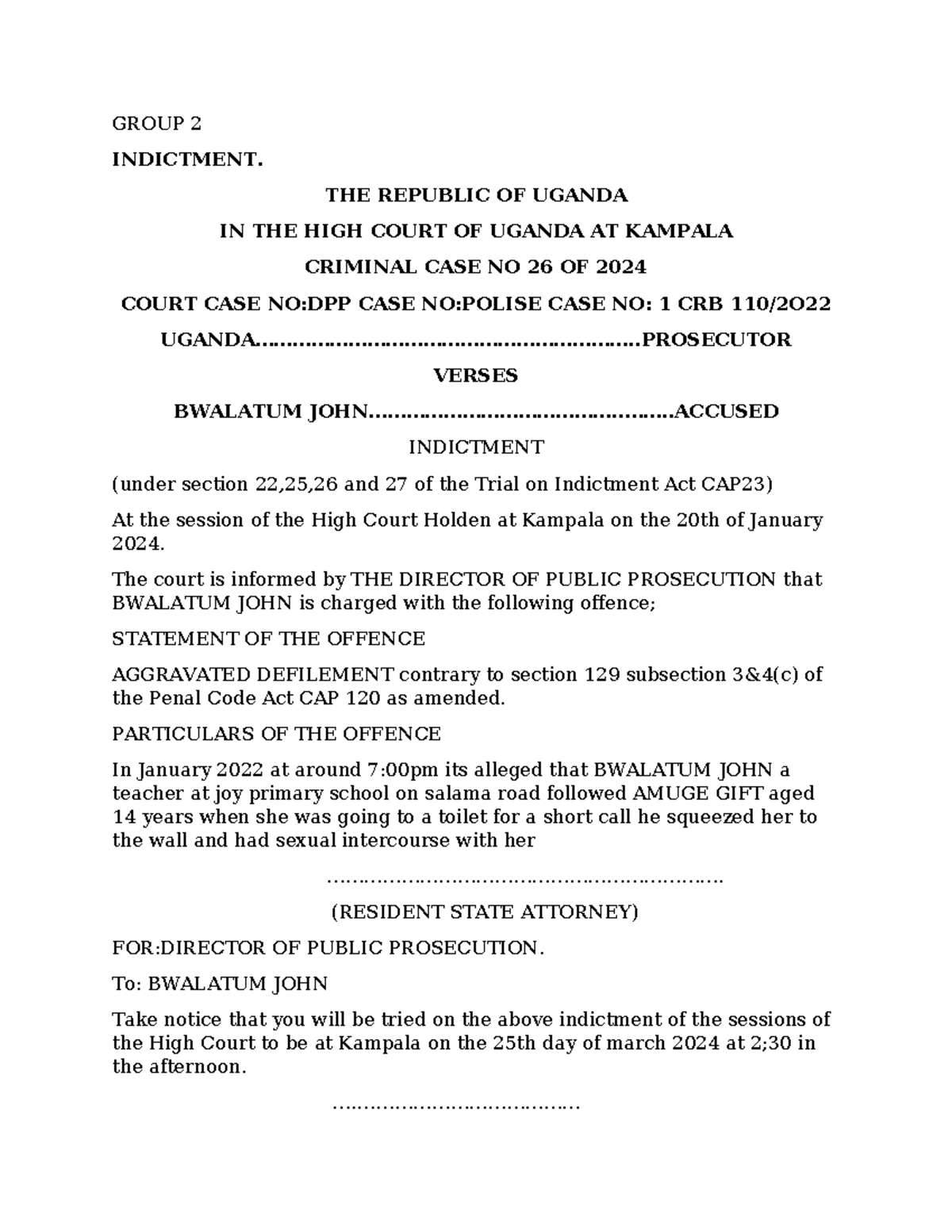 TERM TWO Criminal Proceedings FIRM A4 Workshop 1DOC - GROUP 2 ...