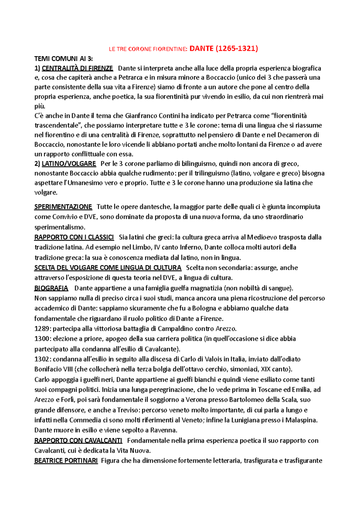 Dante Alighieri - LE TRE CORONE FIORENTINE: DANTE (1265-1321) TEMI ...