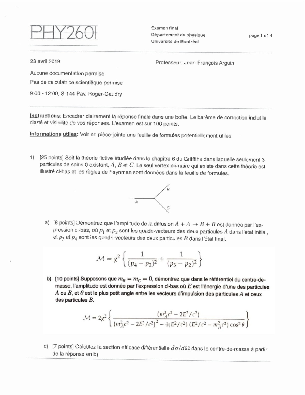 Phy 2601 2018-2019 final - phy 2601 - Studocu