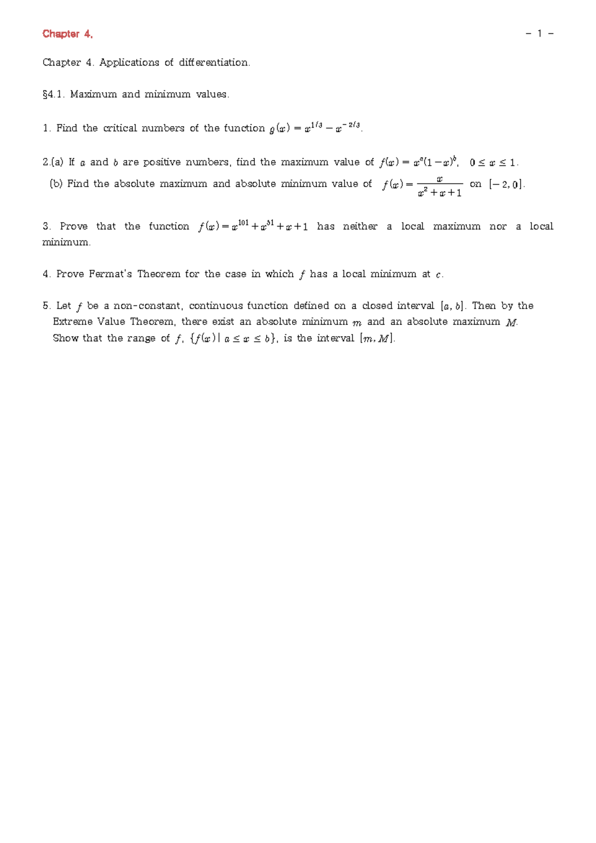 Chap 4 PS - Engineering Mathematics (1) - Chapter 4. - 1 - Chapter 4. Applications of - Studocu