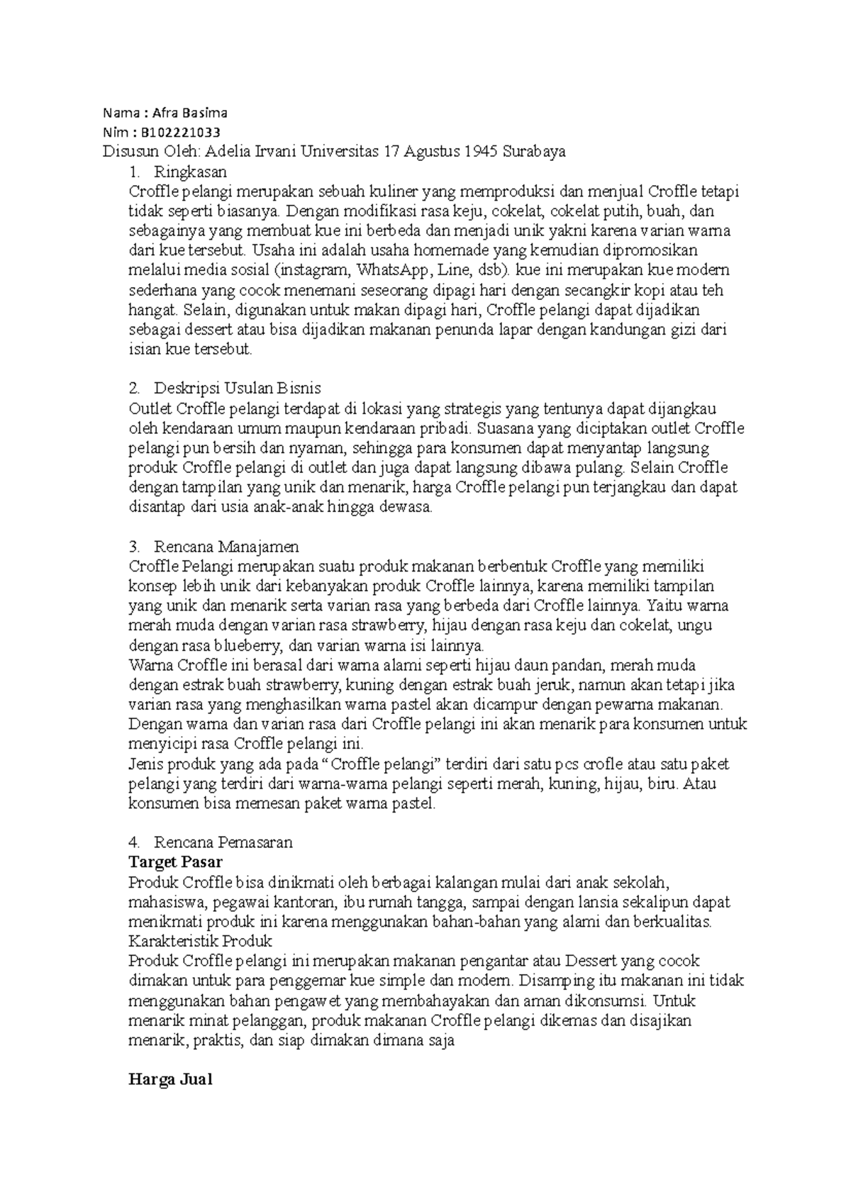 Pengantar bisnis contoh - Nama : Afra Basima Nim : B Disusun Oleh ...