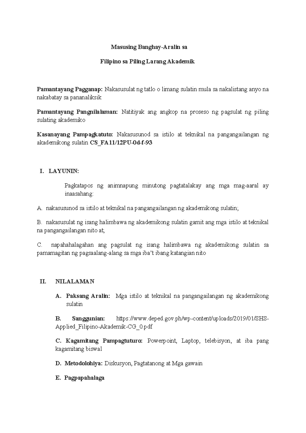 Filipino sa Piling Larang Akademik-(Istilo at Teknikal na panganagalan ...