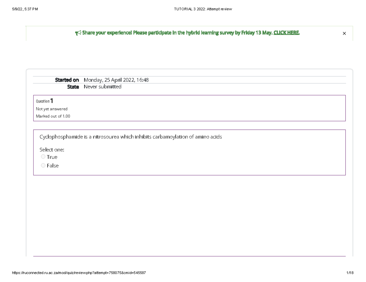 Tutorial 3 2022 no answers - Share your experience! Please participate ...