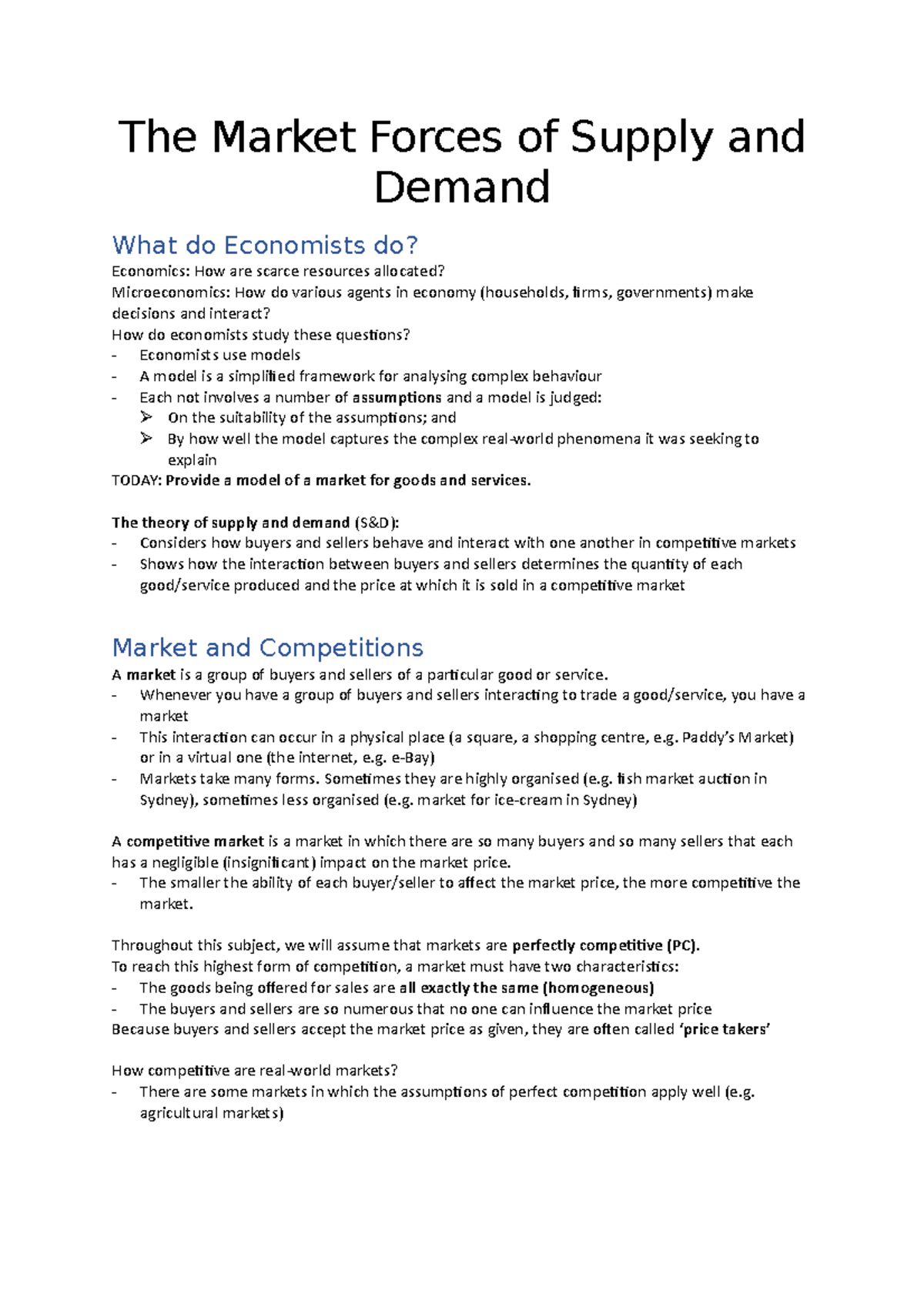 The Market Forces of Supply and Demand - The Market Forces of Supply ...