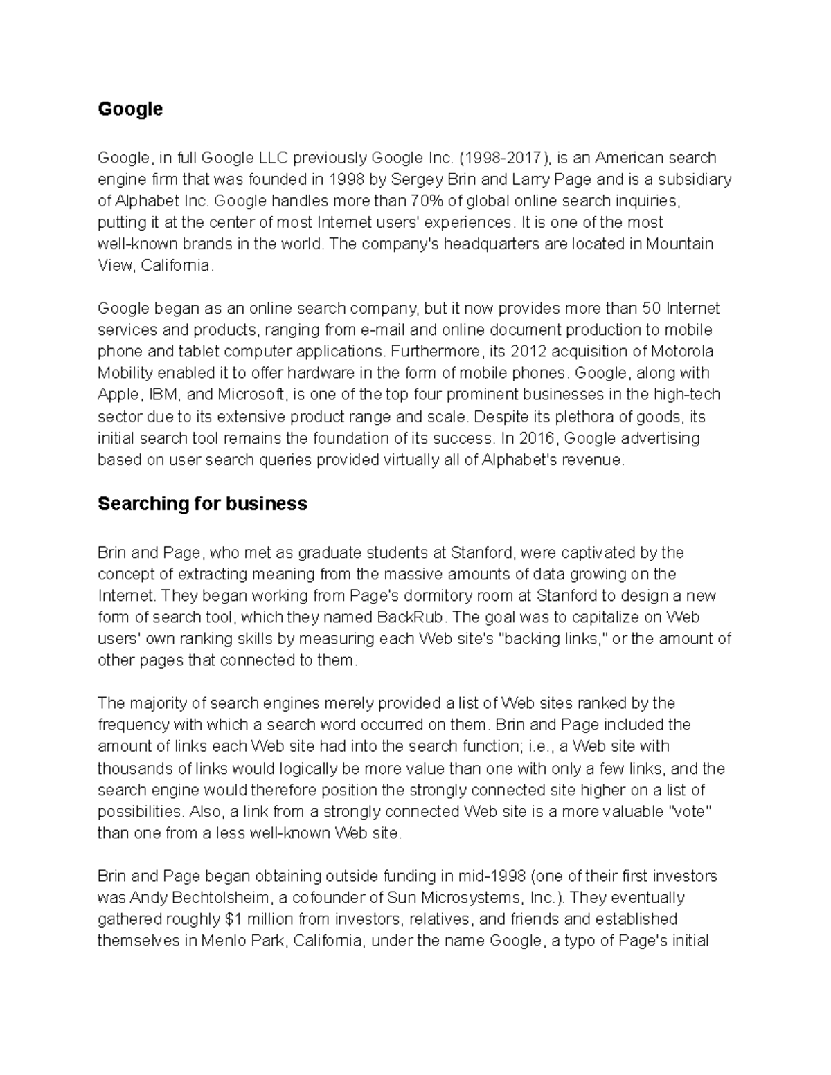 About Google - Google Google, in full Google LLC previously Google Inc ...