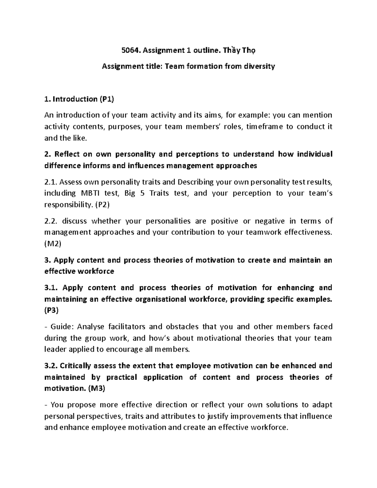 5064.Assignment 1 Outline - Assignment 1 outline. Thầy Thọ Assignment ...