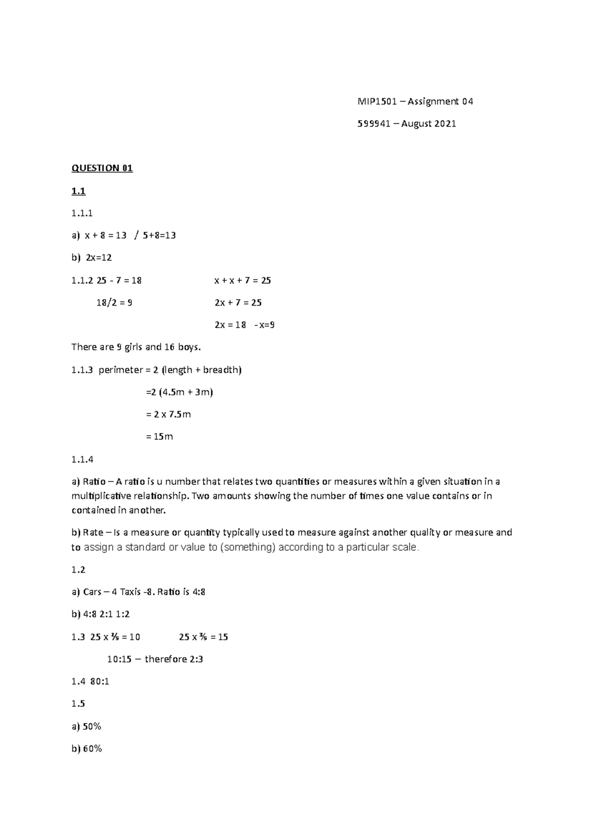 CN Alberts-MIP1501-Ass04 - MIP1501 – Assignment 04 599941 – August 2021 ...