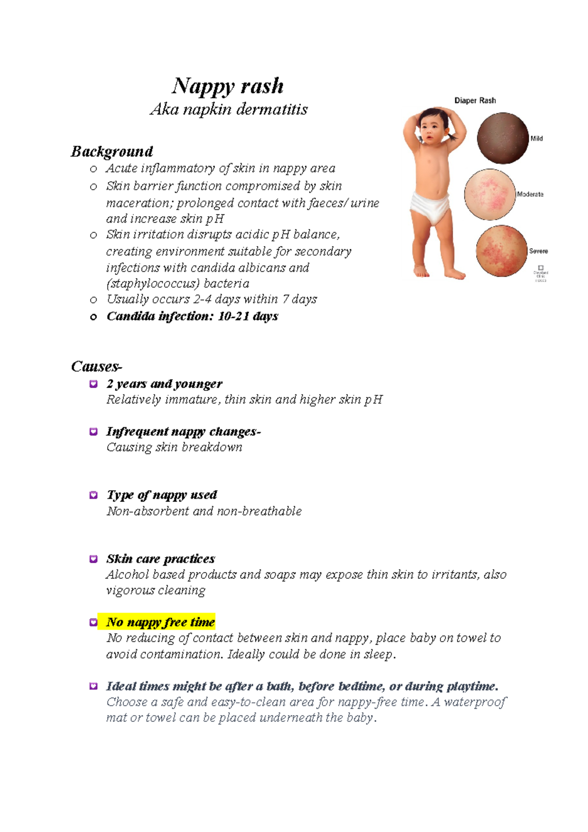 Nappy rash - Nappy rash Aka napkin dermatitis Background o Acute ...