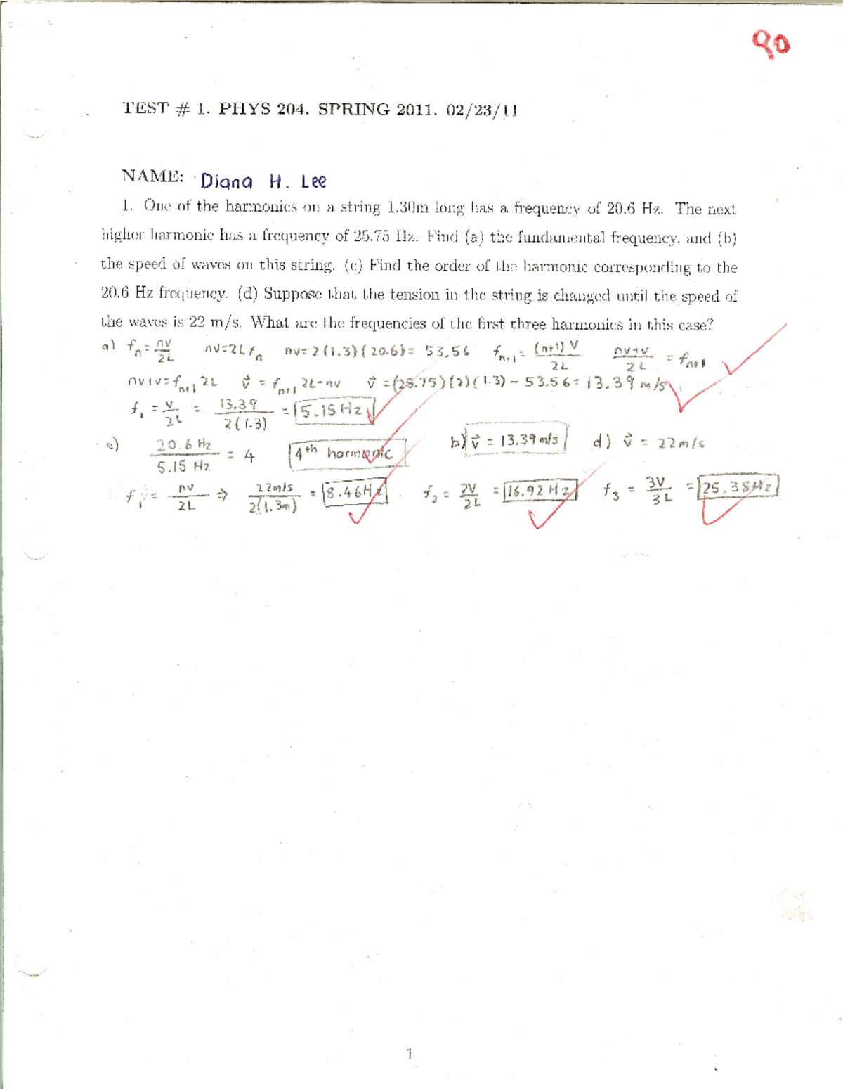 Exam 1 Spring 2011 - These are not the exam same values your exams would have, is to give you an ...