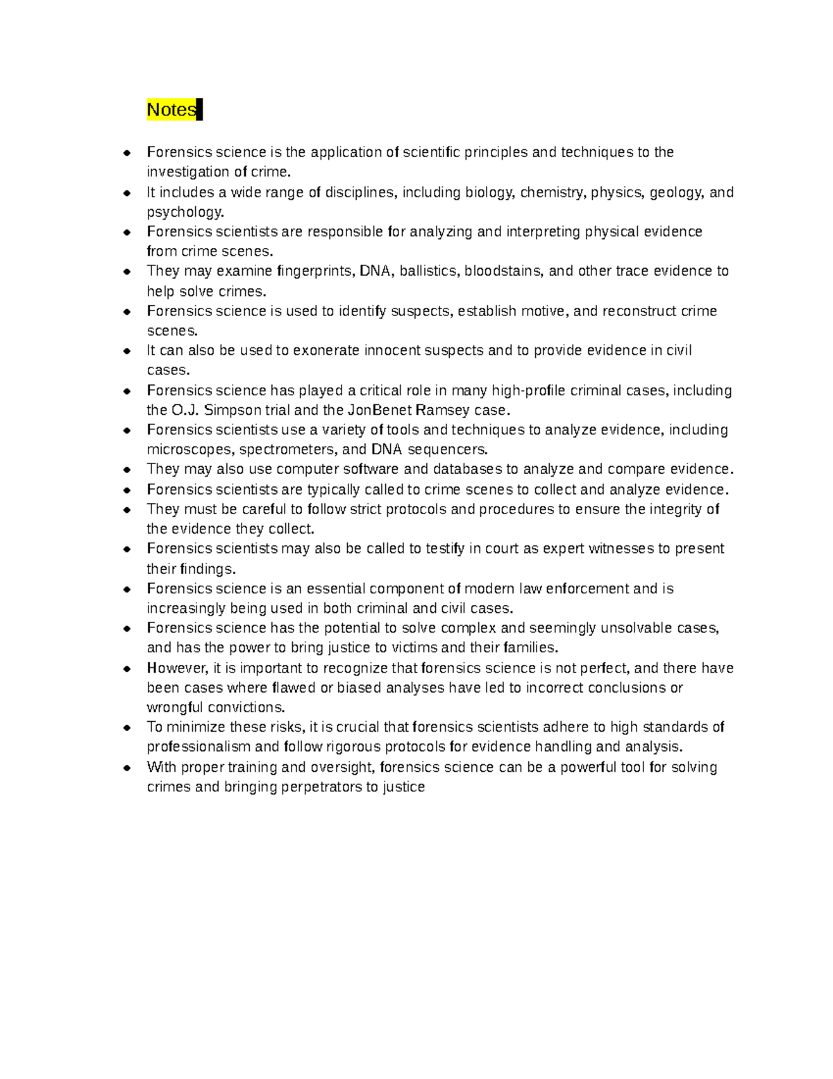 Notes how is Forensics Science related to crime - Google Docs - Notes ...
