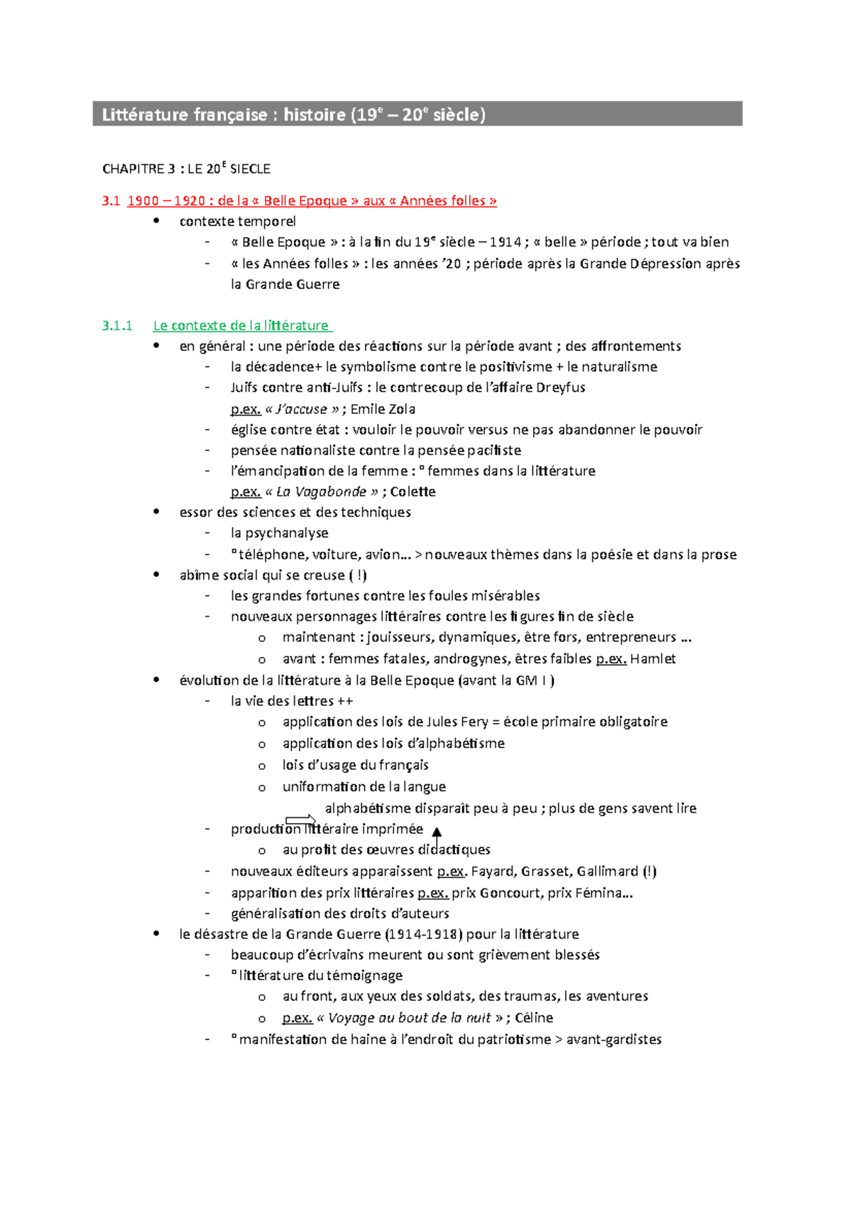 Hoofdstuk 3 Franse Literatuur - Litérature française : histoire (19e ...