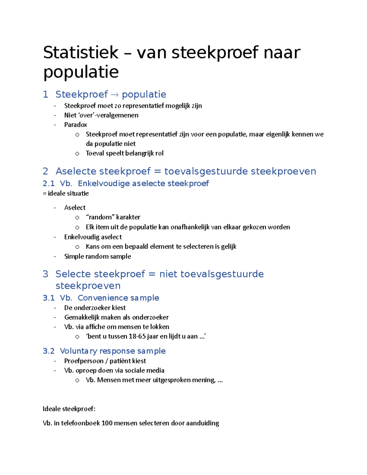 Statistiek - van steekproef tot populatie - Statistiek – van steekproef ...