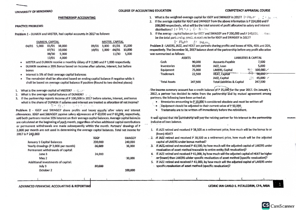 Partnership 02052024 - AFAR_advanced accounting - UNIVERSITY OF ...