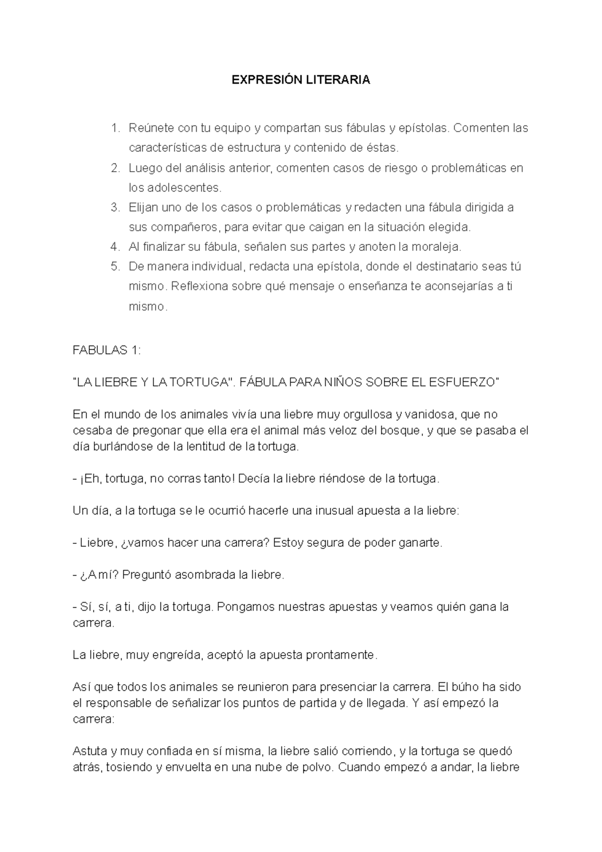 Expresion Literaria - EXPRESIÓN LITERARIA Reúnete con tu equipo y ...