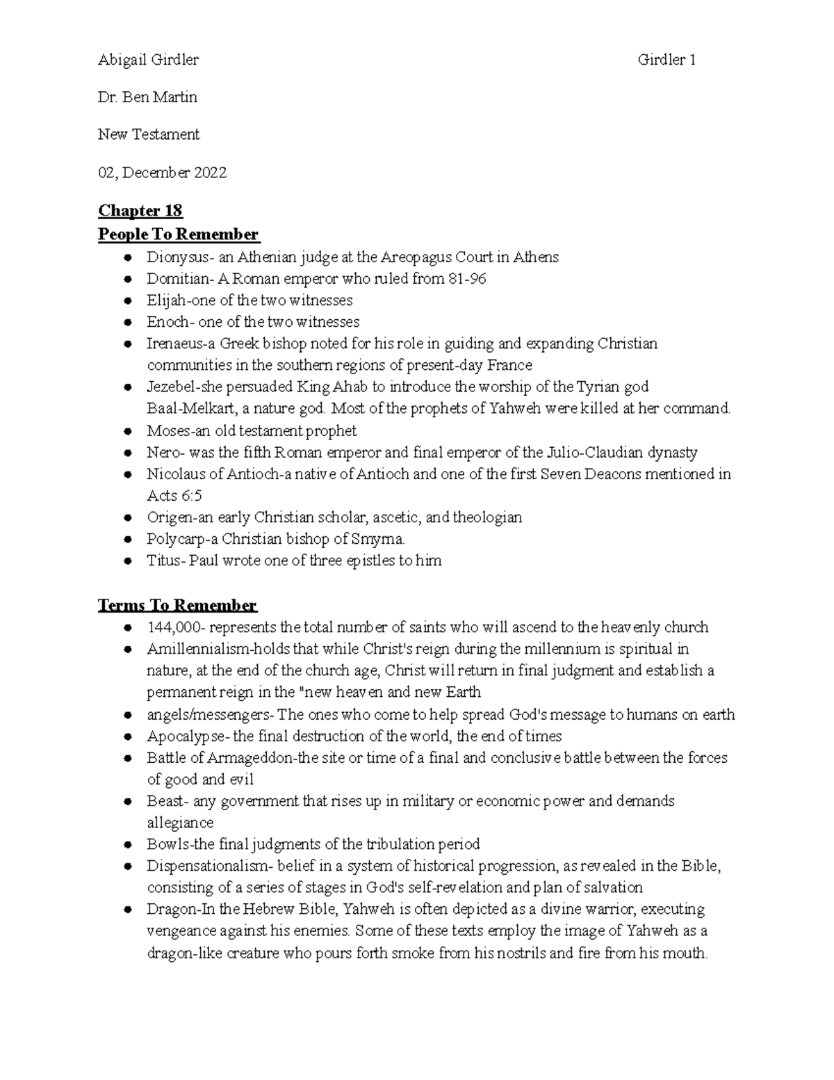 Module 8 - New testament assignment - Abigail Girdler Girdler 1 Dr. Ben ...