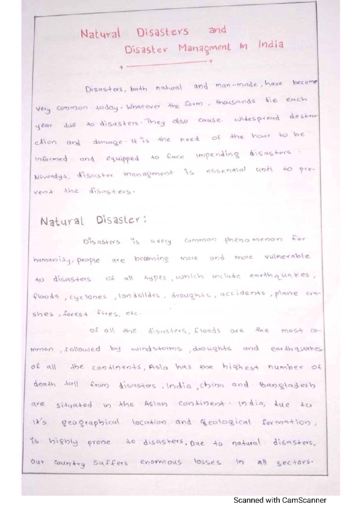 Natural disaster and disaster management in india - Corparate law ...