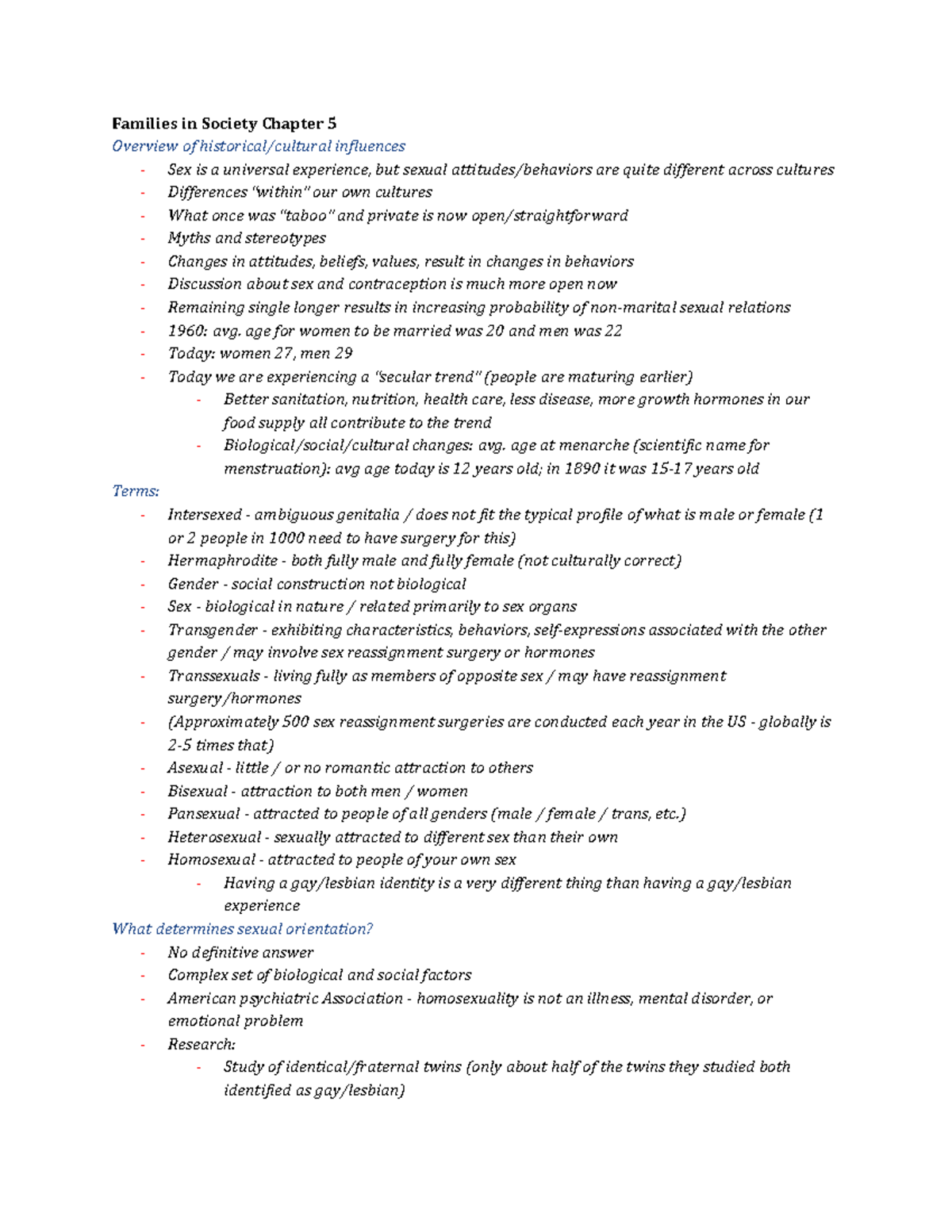 Families in Society Chapter 5 notes - Families in Society Chapter 5 ...