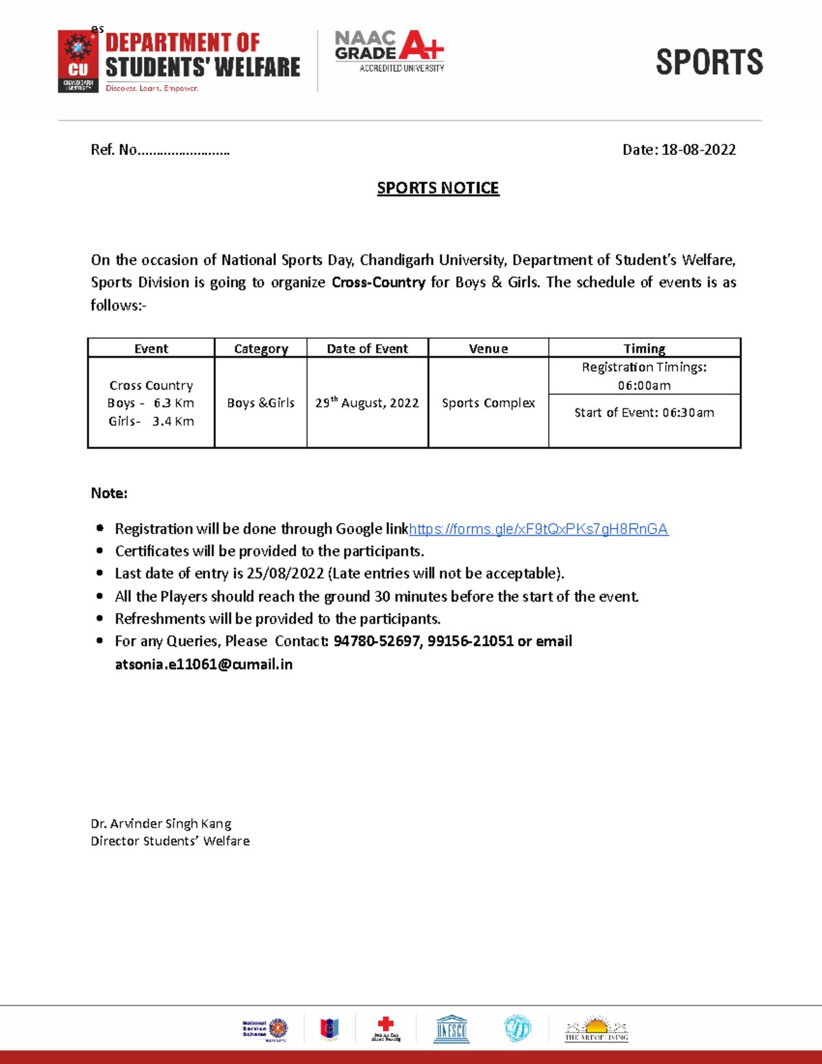 Notice of Sports Day Soft copy - es Ref. No ...