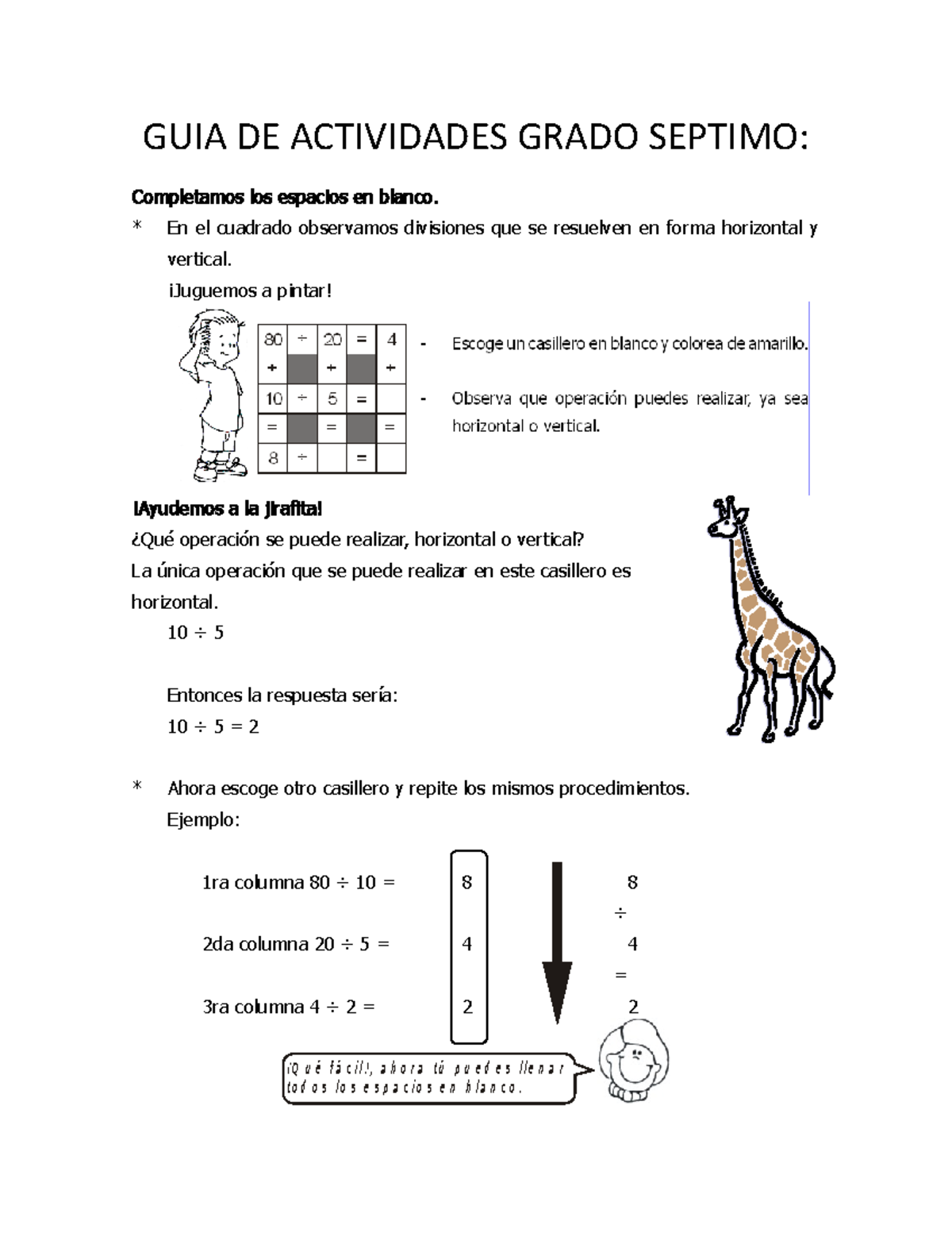 GUIA DE Actividades Grado Septimo Matematicas - GUIA DE ACTIVIDADES ...