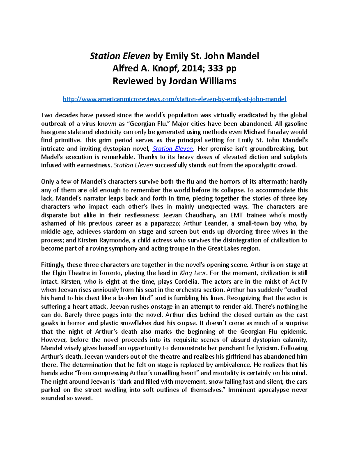 Station Eleven by Emily St John Mandel - Station Eleven by Emily St ...