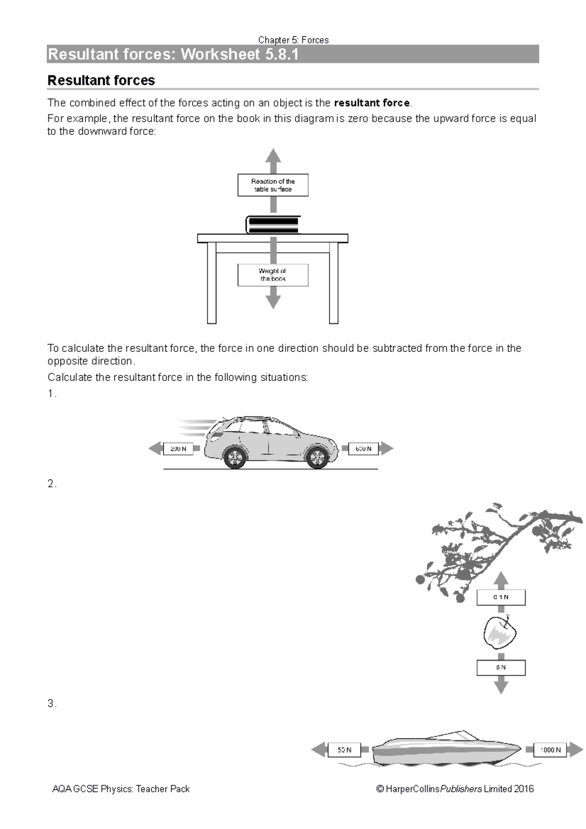 58811 AQA phys worksheet 5 - questions - Chapter 5: Forces Resultant ...
