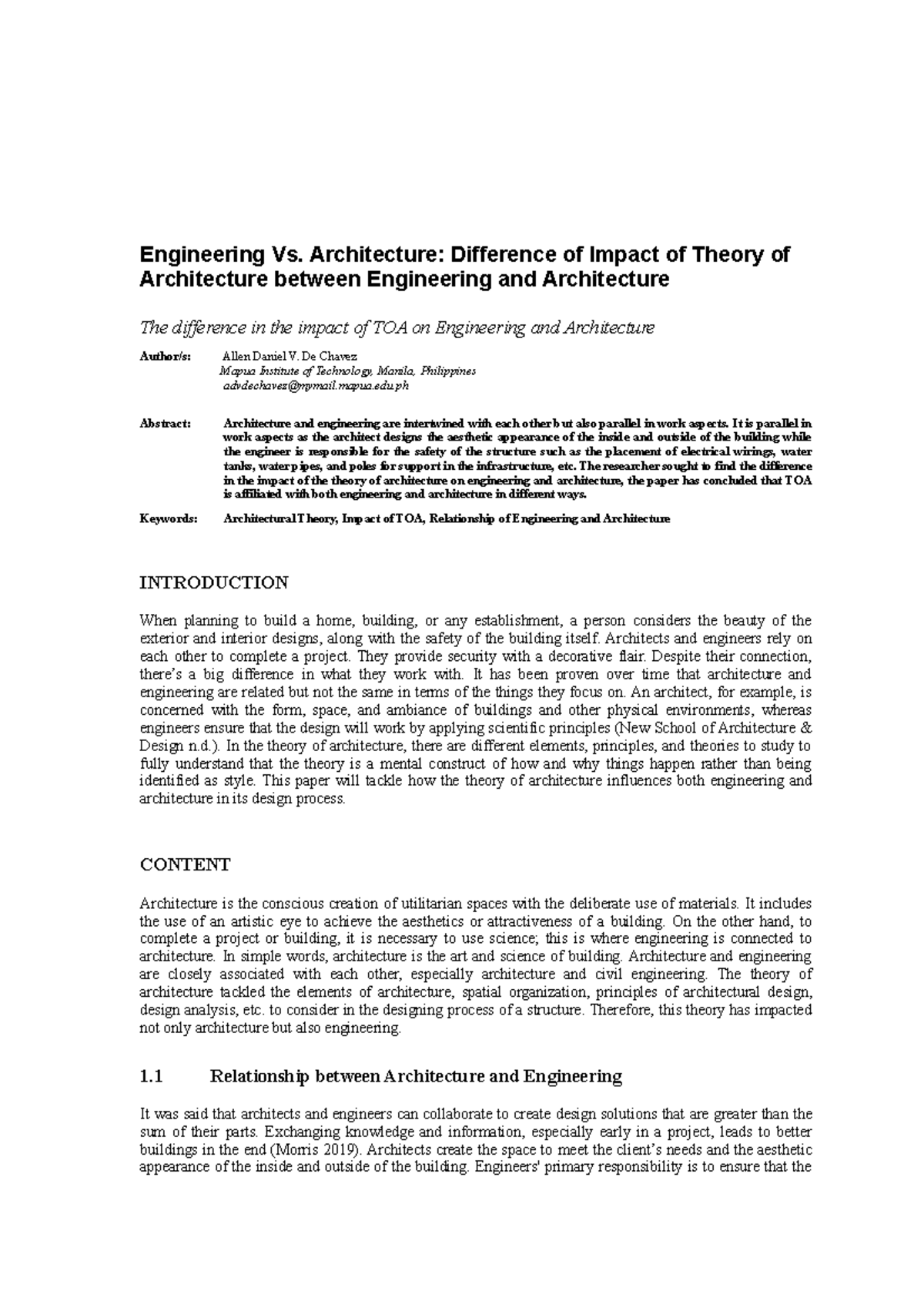 TERM Paper Final - Engineering Vs. Architecture: Difference of Impact ...
