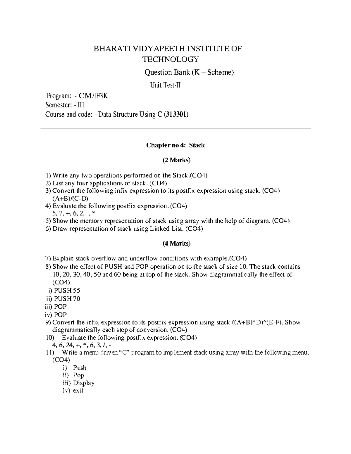 DSU 313301 UT-2 QB 211024 - BHARATI VIDYAPEETH INSTITUTE OF TECHNOLOGY ...