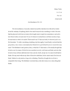 Phi 105 final paper - Intro to Ethics, Dr. Rigoni I. Introduction: In ...