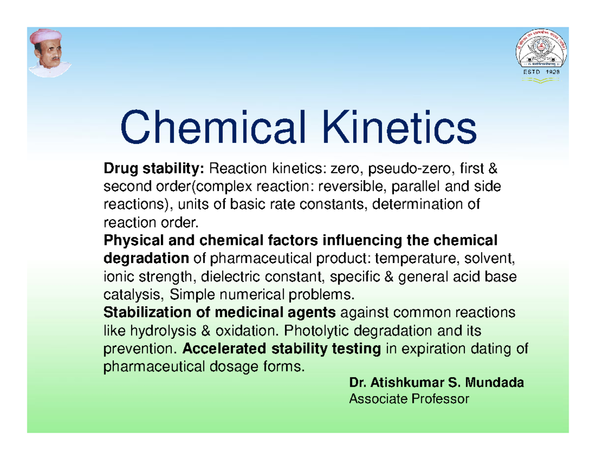 Chemical Kinetics DR ASM Chemical KineticsChemical Kinetics Drug