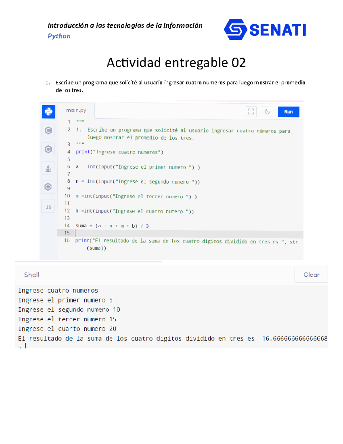 Entrgable 2 ( Introduccion A LAS TEC) - Python Actividad entregable 02 ...