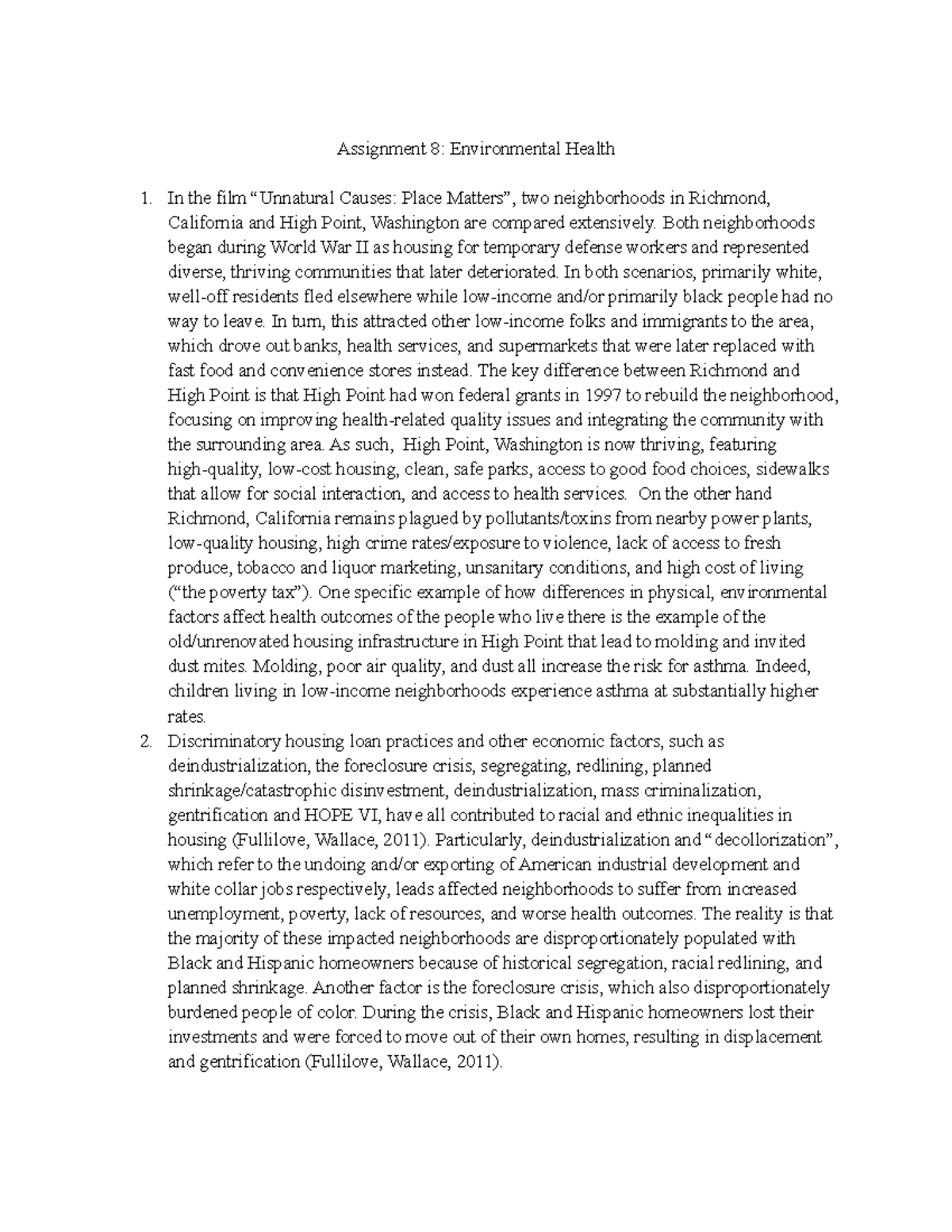 PHP320 Assignment 8 Environmental Health - Assignment 8: Environmental ...