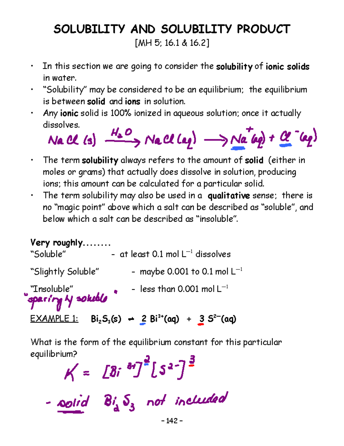 Solubility Product and common ion Notes - SOLUBILITY AND SOLUBILITY ...