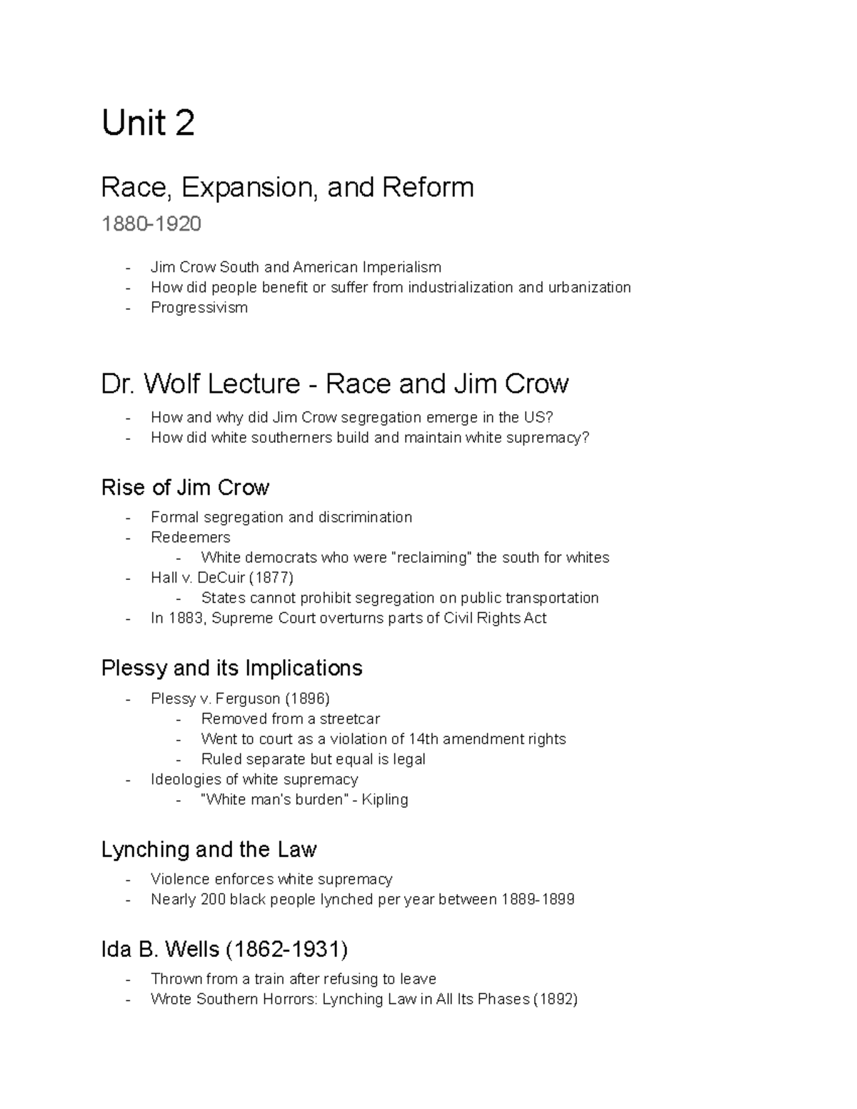 HIST 2112E Unit 2 Notes - HIST 2112 - UGA - Studocu