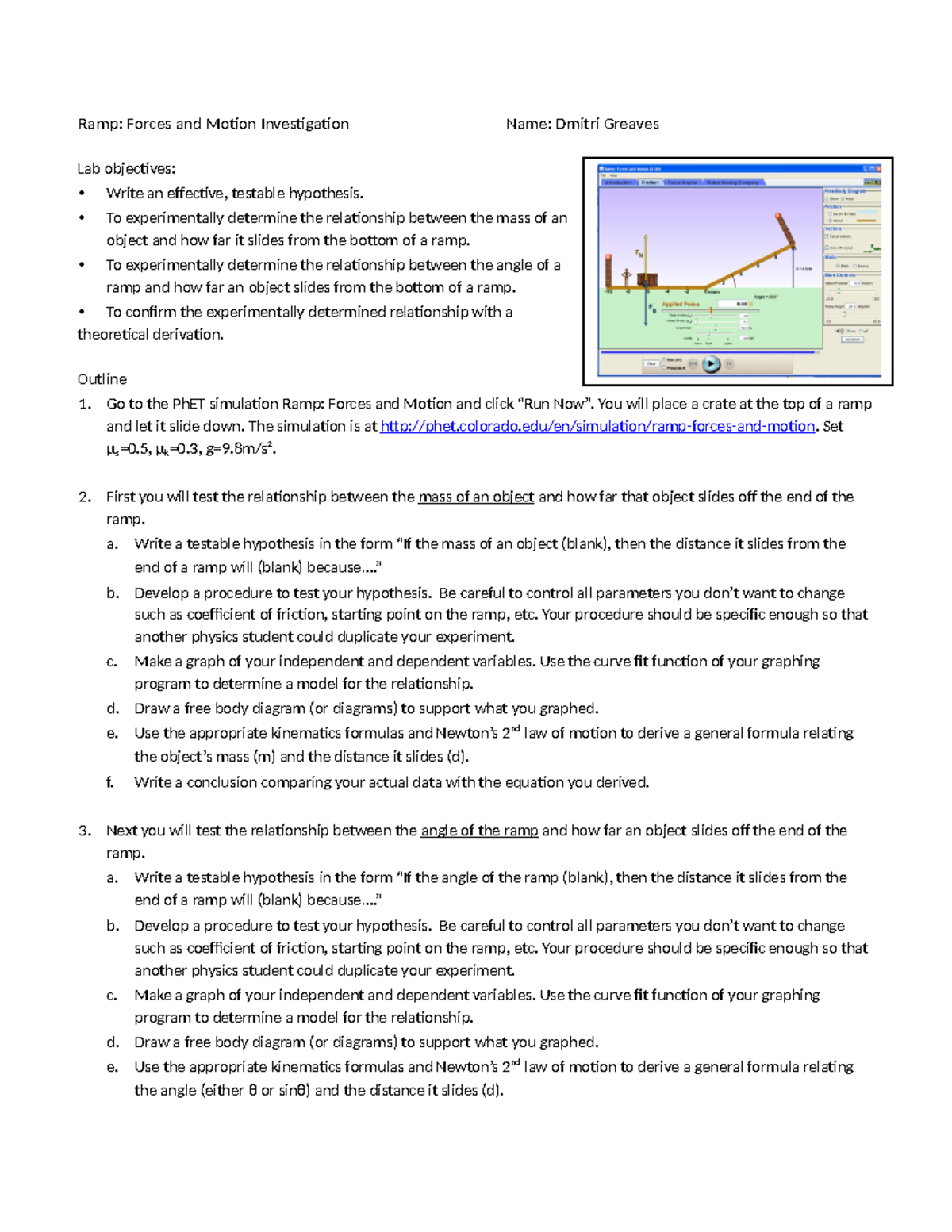 Ramp Forces and Motion - Not sure - Ramp: Forces and Motion ...