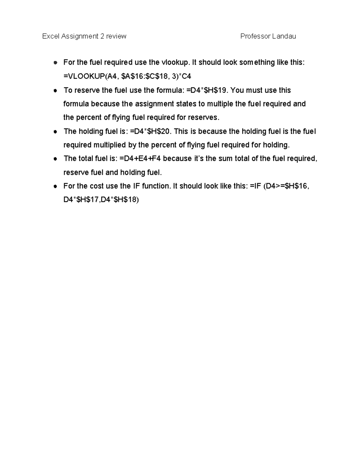 Csci 12 Lab Excel Assignment 2 Excel Assignment 2 Review Professor