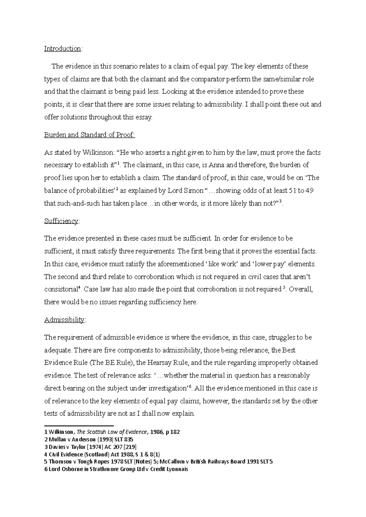 Evidence, LS3025 - Introduction: The evidence in this scenario relates ...