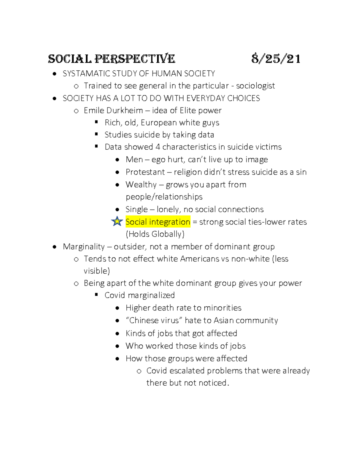 Sociology Notes - All about the sociological perspective and how we see ...