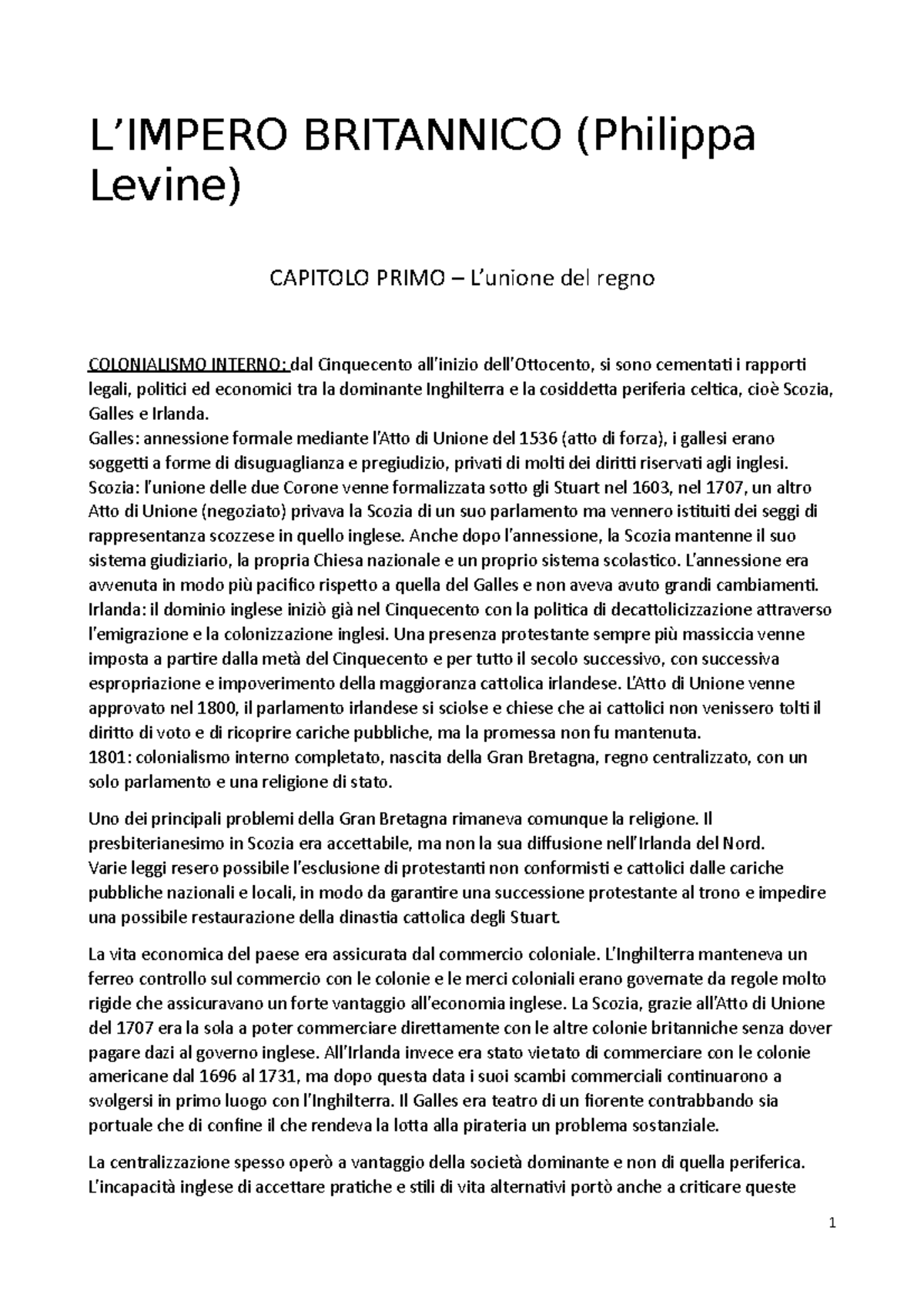 L'impero britannico - BRITANNICO (Philippa Levine) CAPITOLO PRIMO del ...